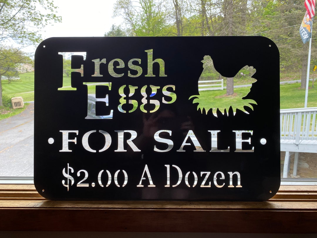 Chicken Coop Sign, Fresh Eggs for Sale, Metal Sign, Chicken Sign Garden ...