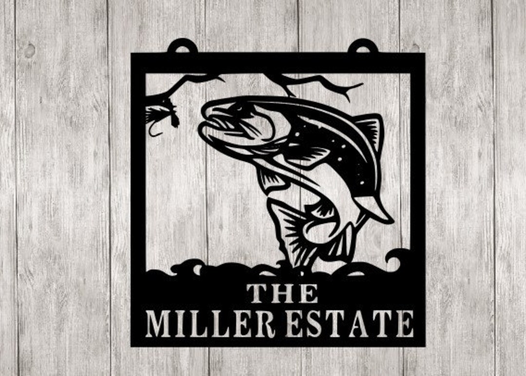 Trout House Number Sign, Lake Sign, Cabin Sign, Mountain, Metal, Rustic ...