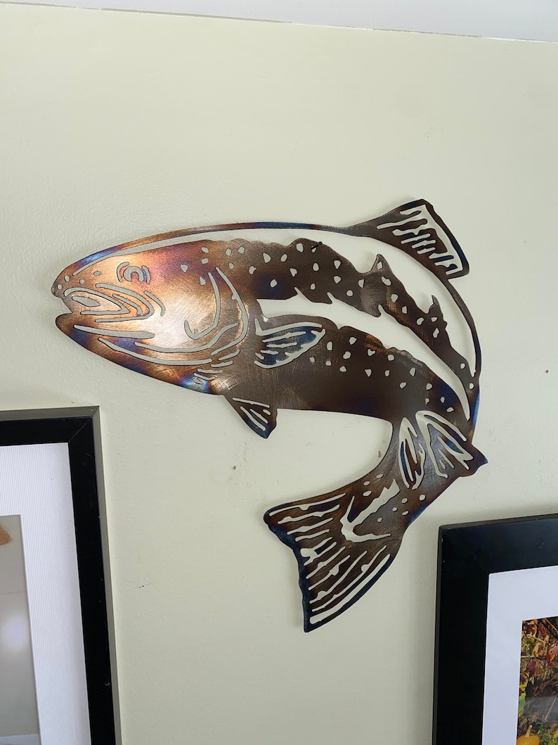 Metal Trout Wall Art | Cabin Decor | Rustic | Industrial | Country ...