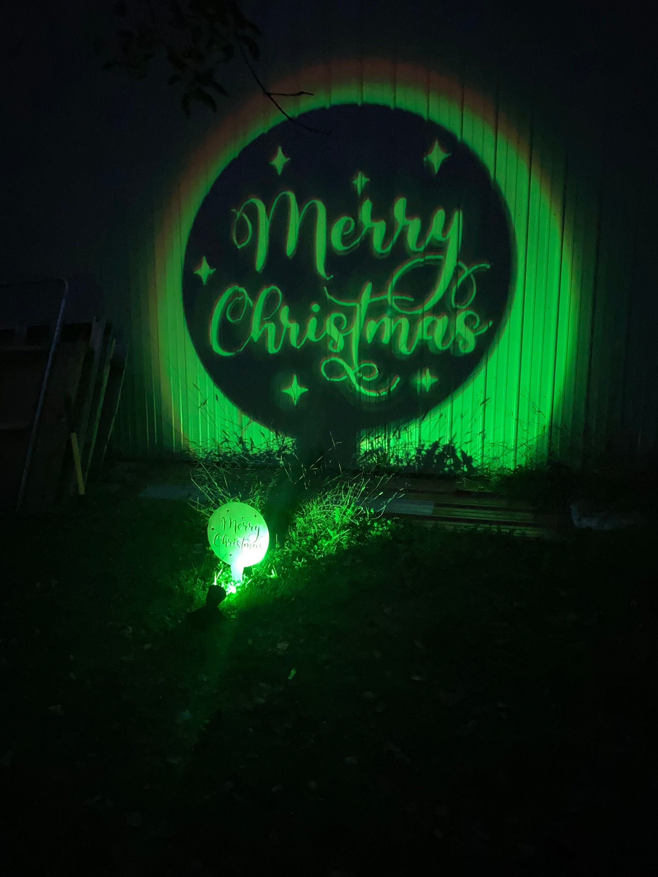 Holiday Yard Stake, Shadow Caster Art, Metal Yard Stake, Merry ...