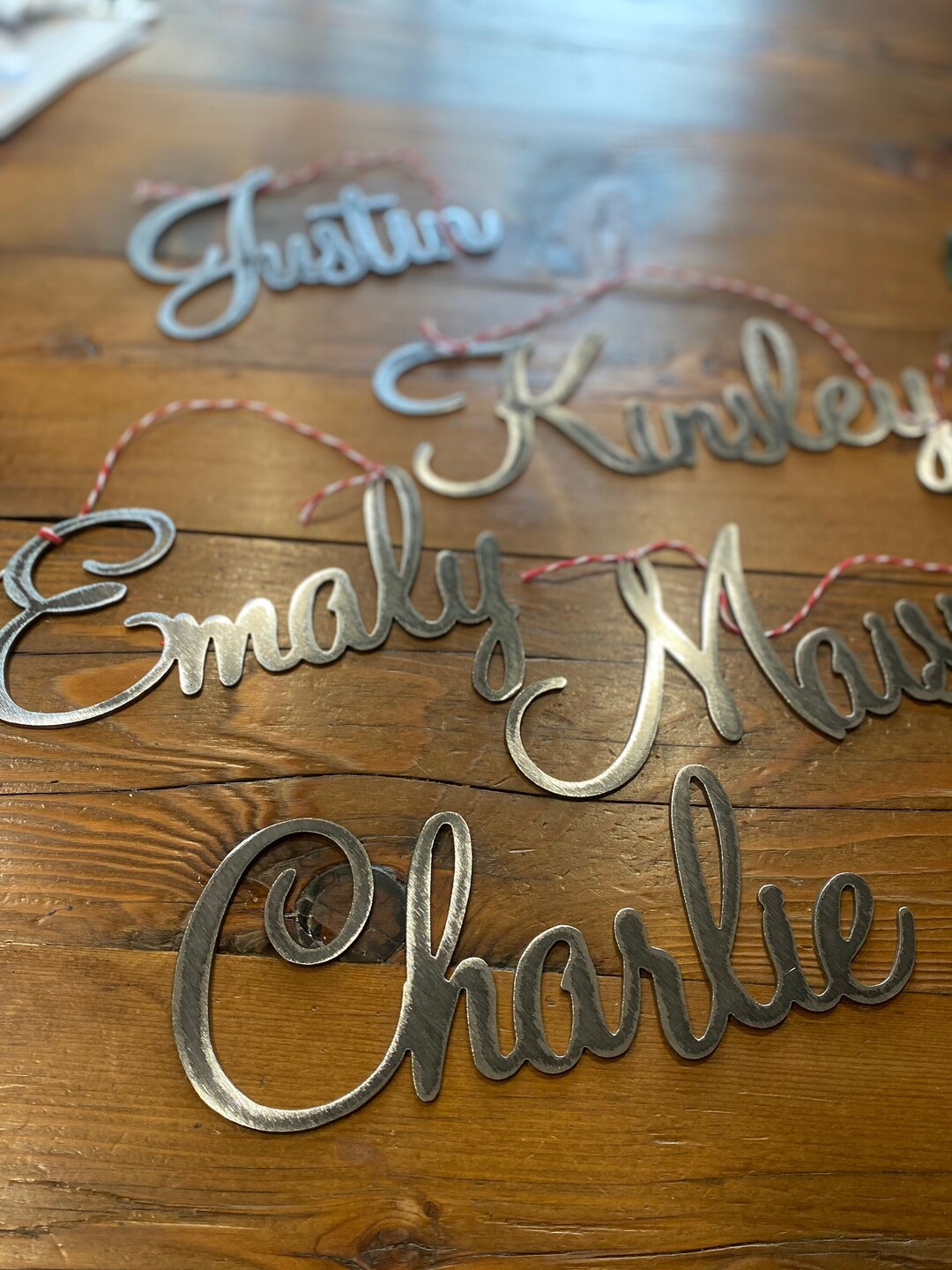 Name Ornament | Stocking Tag | Metal Ornament | Cursive Name Ornament ...