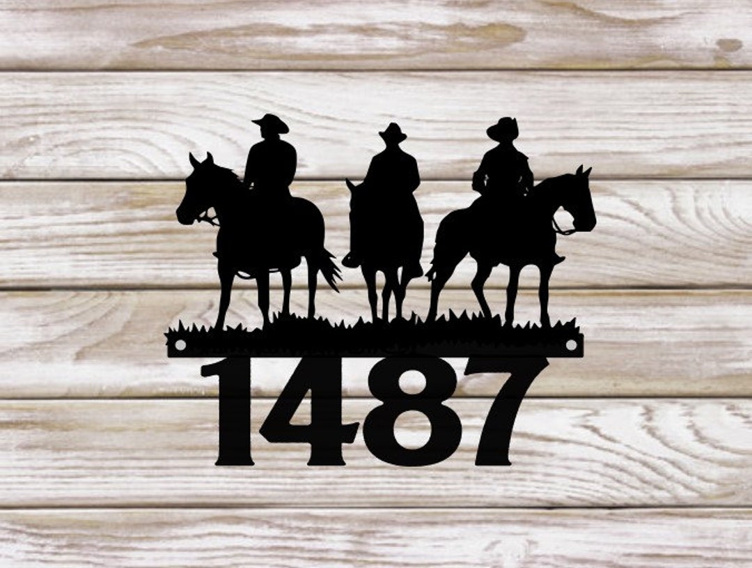 Western House Number Sign | Metal House Numbers | Cowboys | Horse ...