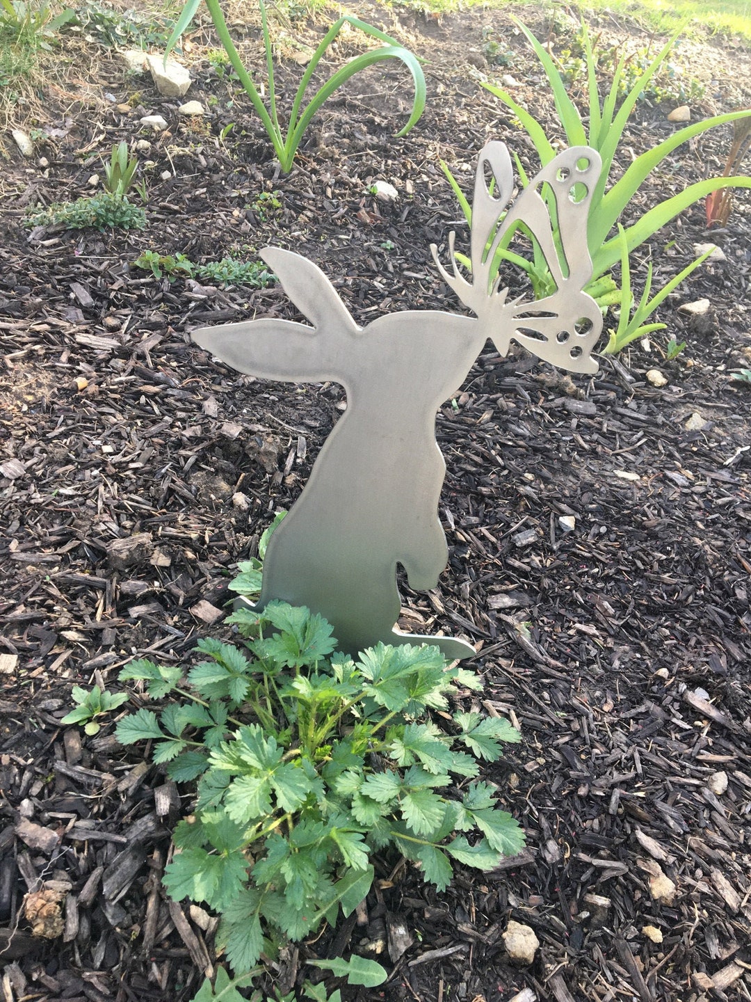Bunny Garden Stake, Metal Garden Decor, Easten Bunny, Spring Decor ...