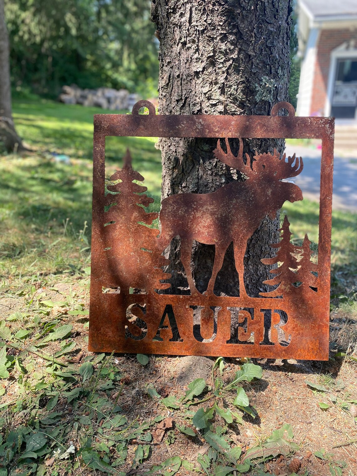 Rustic Moose House Number Sign, Address Sign, Cabin Sign, Hanging Sign ...