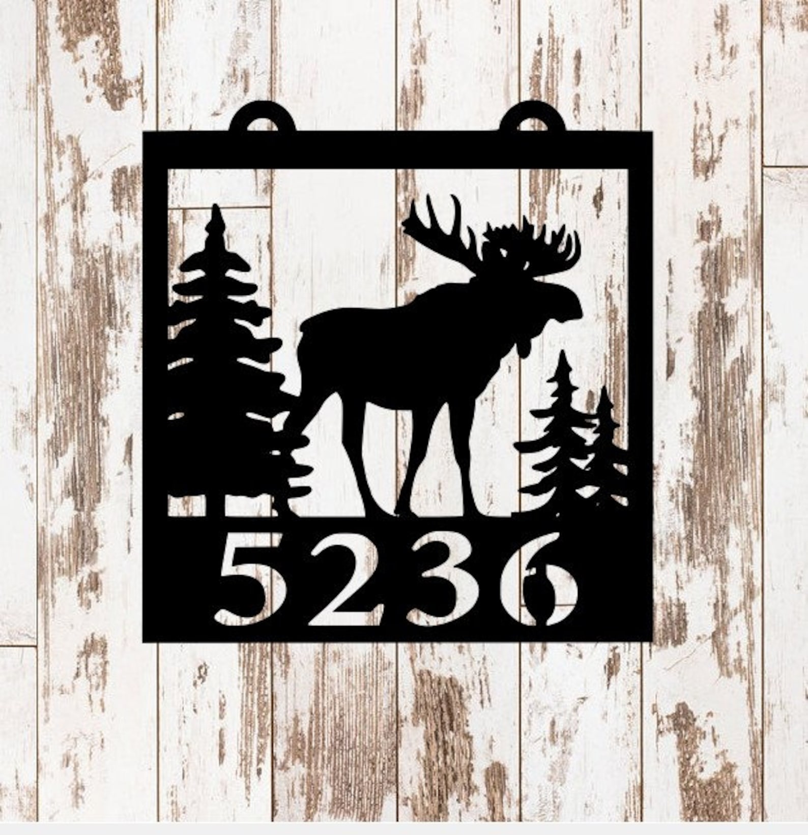 Rustic Moose House Number Sign, Address Sign, Cabin Sign, Hanging Sign ...