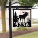 Rustic Moose House Number Sign, Address Sign, Cabin Sign, Hanging Sign ...