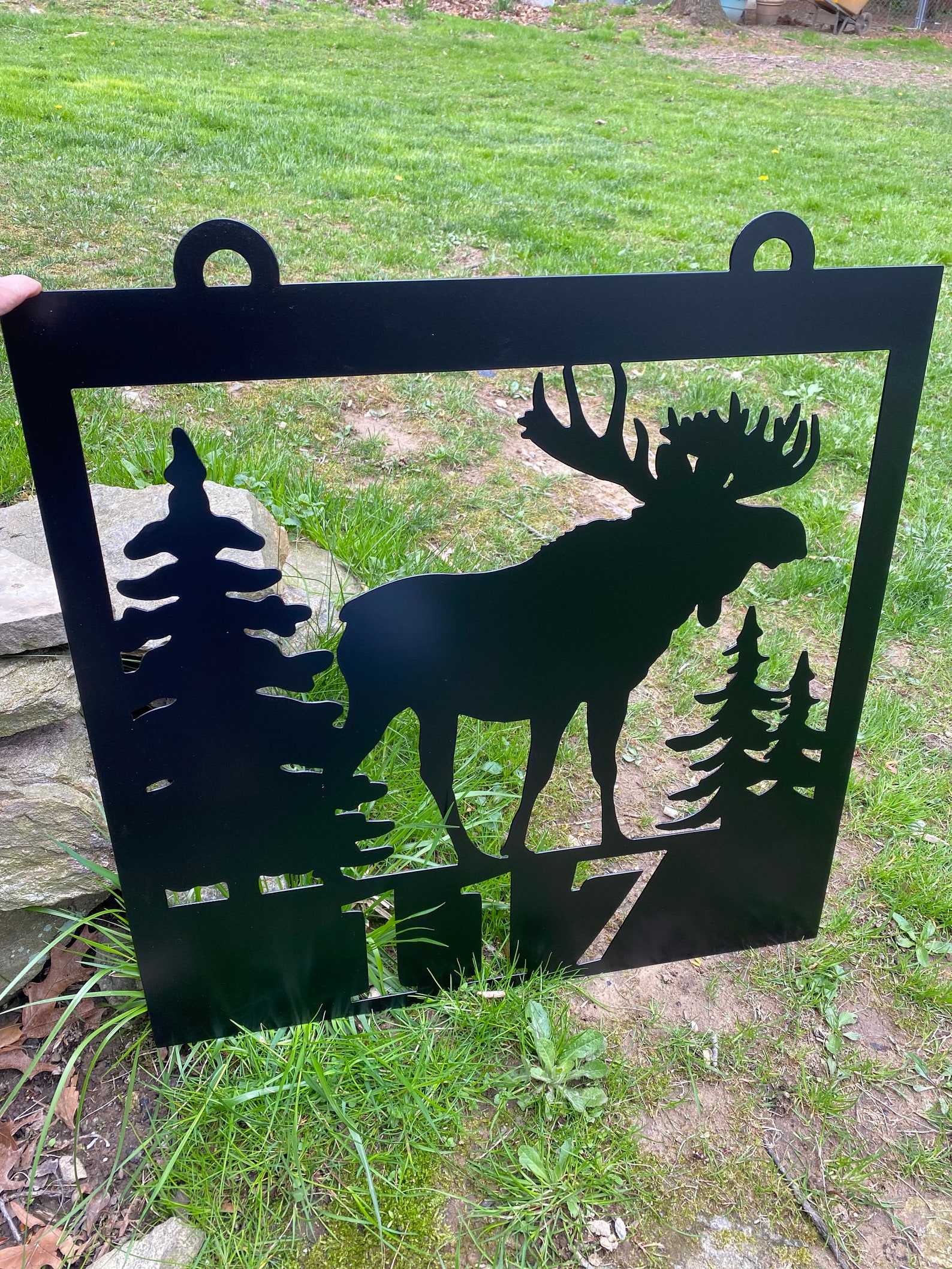 Rustic Moose House Number Sign, Address Sign, Cabin Sign, Hanging Sign ...