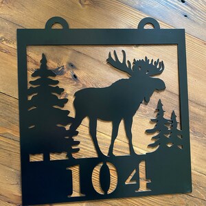 Rustic Moose House Number Sign, Address Sign, Cabin Sign, Hanging Sign ...