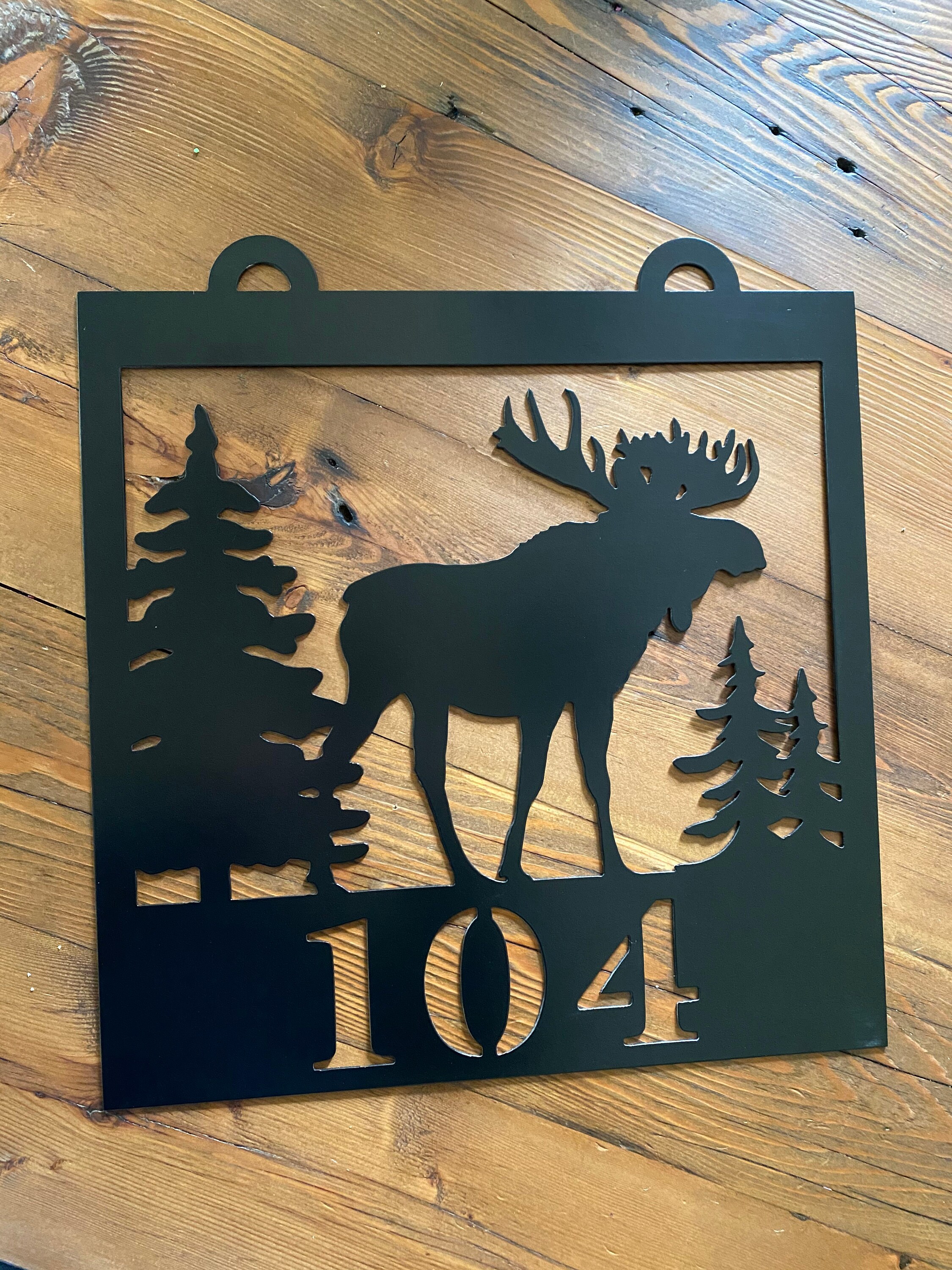Rustic Moose House Number Sign, Address Sign, Cabin Sign, Hanging Sign ...