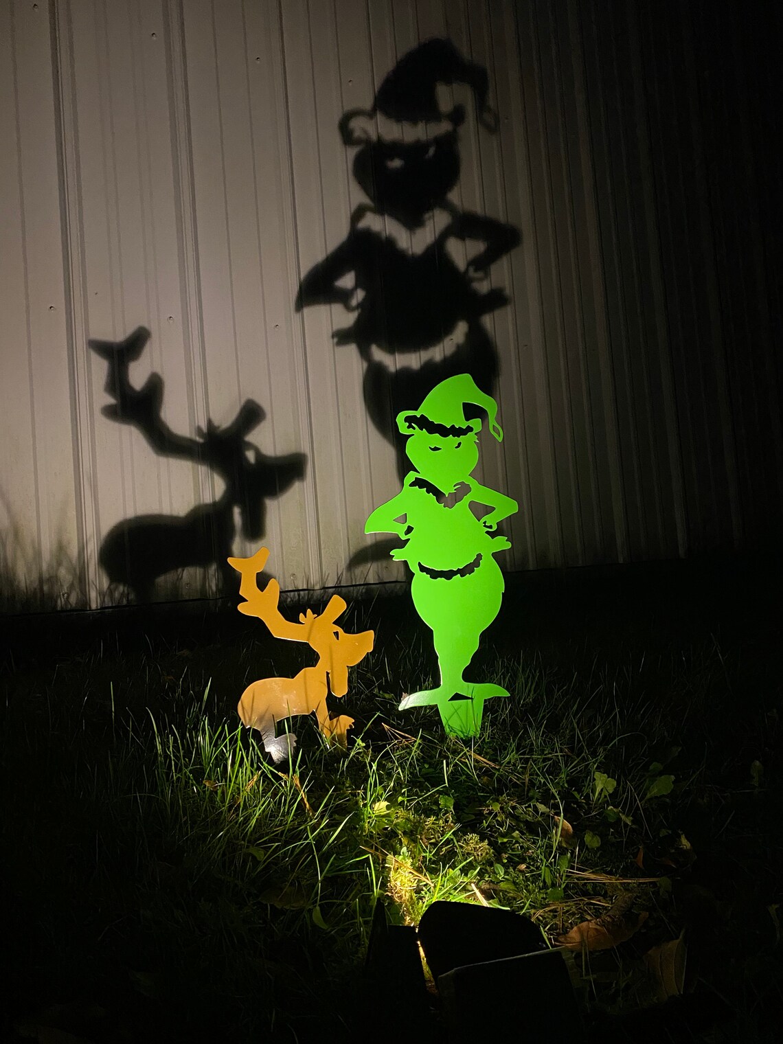 Grinch Metal Yard Stake, Shadow Casters, Christmas Decor, Outdoor ...