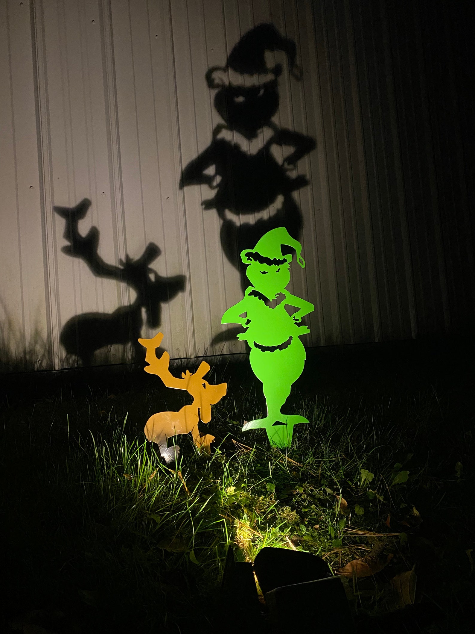 Grinch Metal Yard Stake, Shadow Casters, Christmas Decor, Outdoor ...