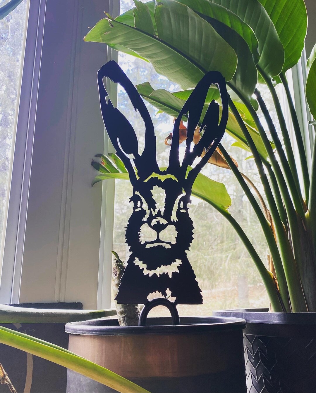 Rabbit Garden and Plant Stake, Metal Bunny Decor, Easton Bunny, Spring ...