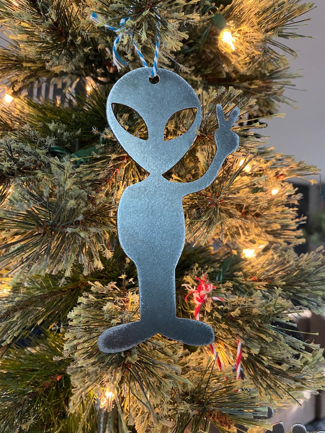 Alien Ornament, Metal Art, Christmas Ornaments, Holiday Gift - Etsy