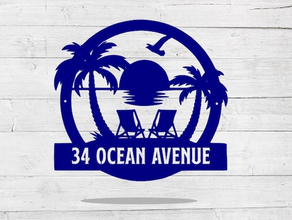Beach Address Sign Metal Monogram Sunset Monogram Custom - Etsy