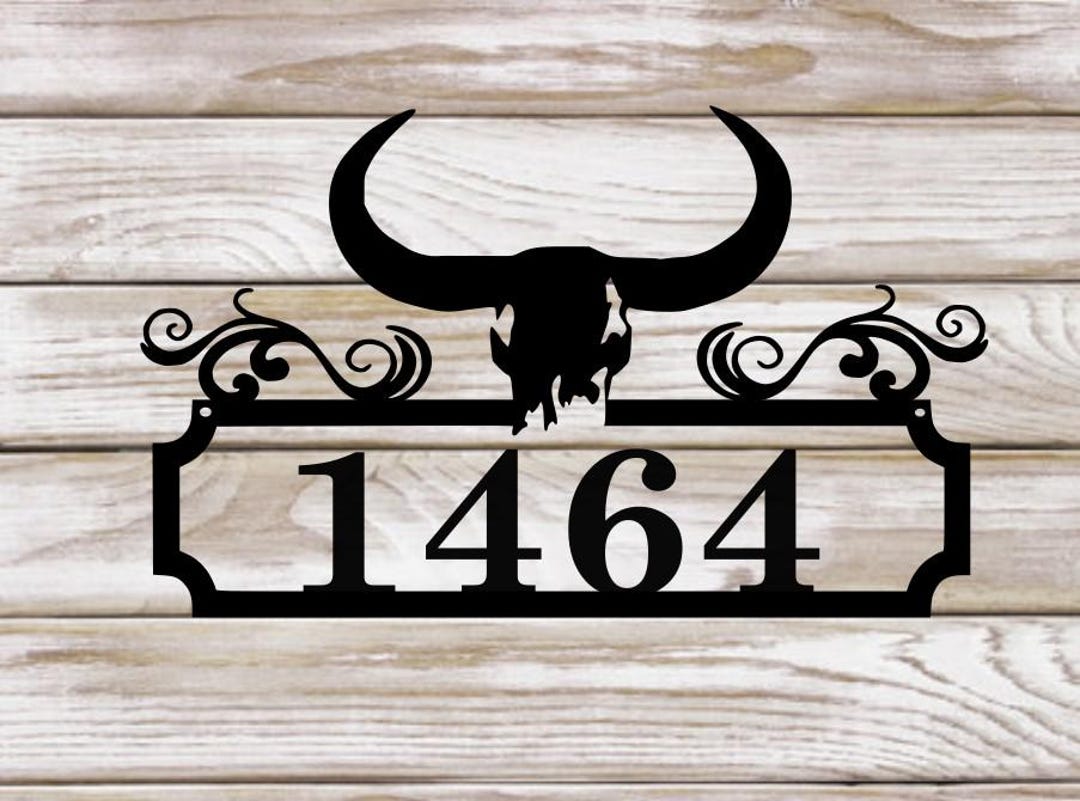 Decorative Skull Metal Address Sign | House Number Sign | Address ...