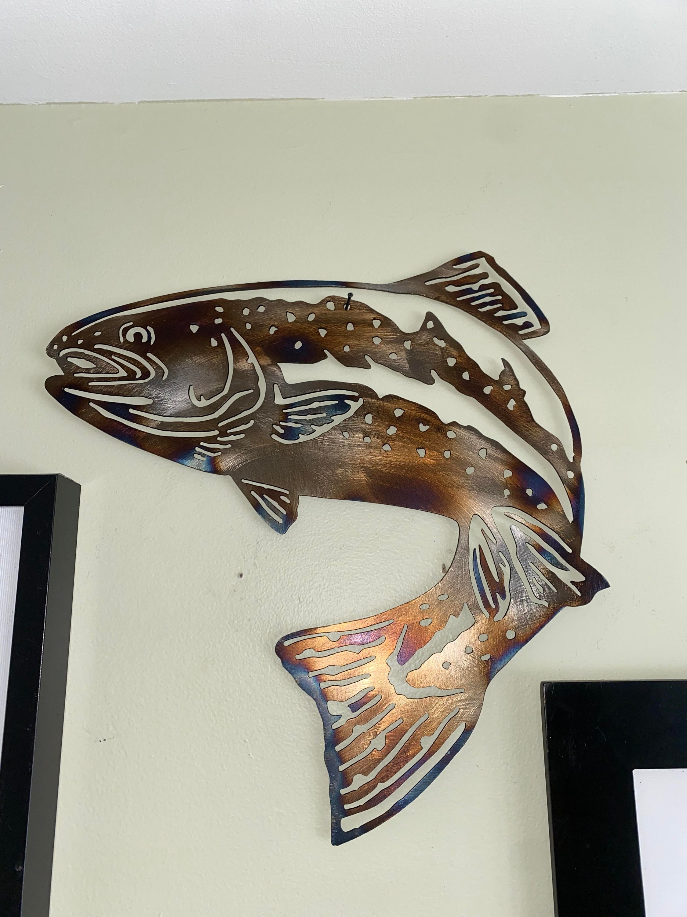 Metal Trout Wall Art | Cabin Decor | Rustic | Industrial | Country ...