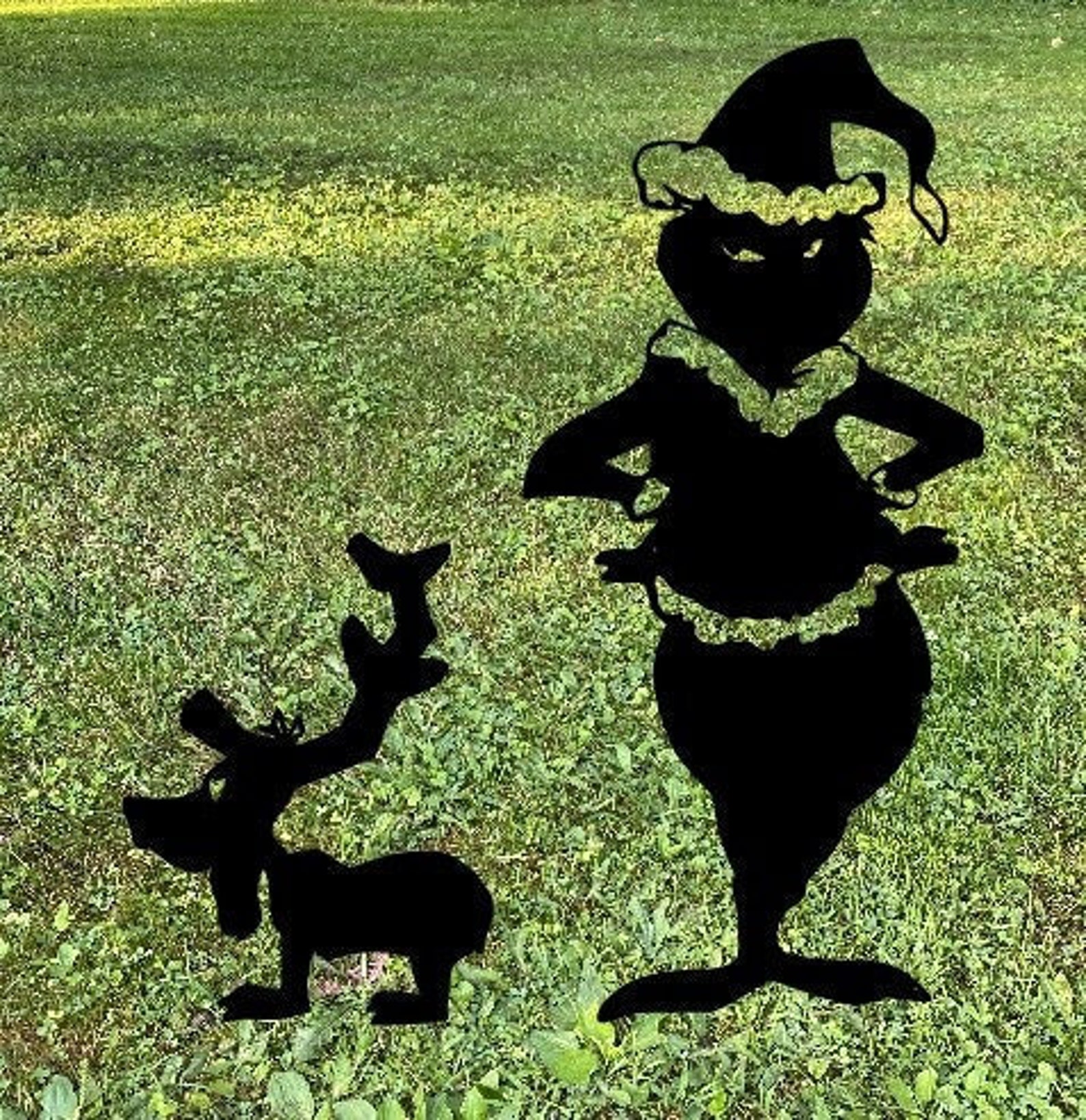 Grinch Metal Yard Stake, Shadow Casters, Christmas Decor, Outdoor ...