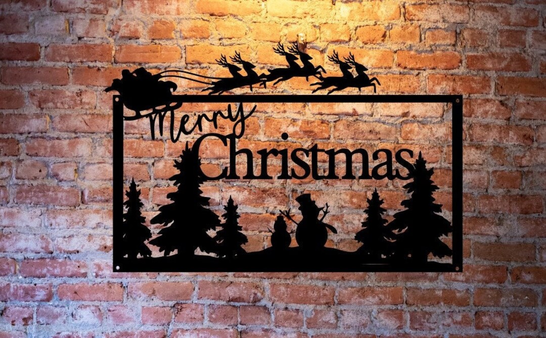 Holiday Winter Scene | Customizable Metal Sign | Merry Christmas ...