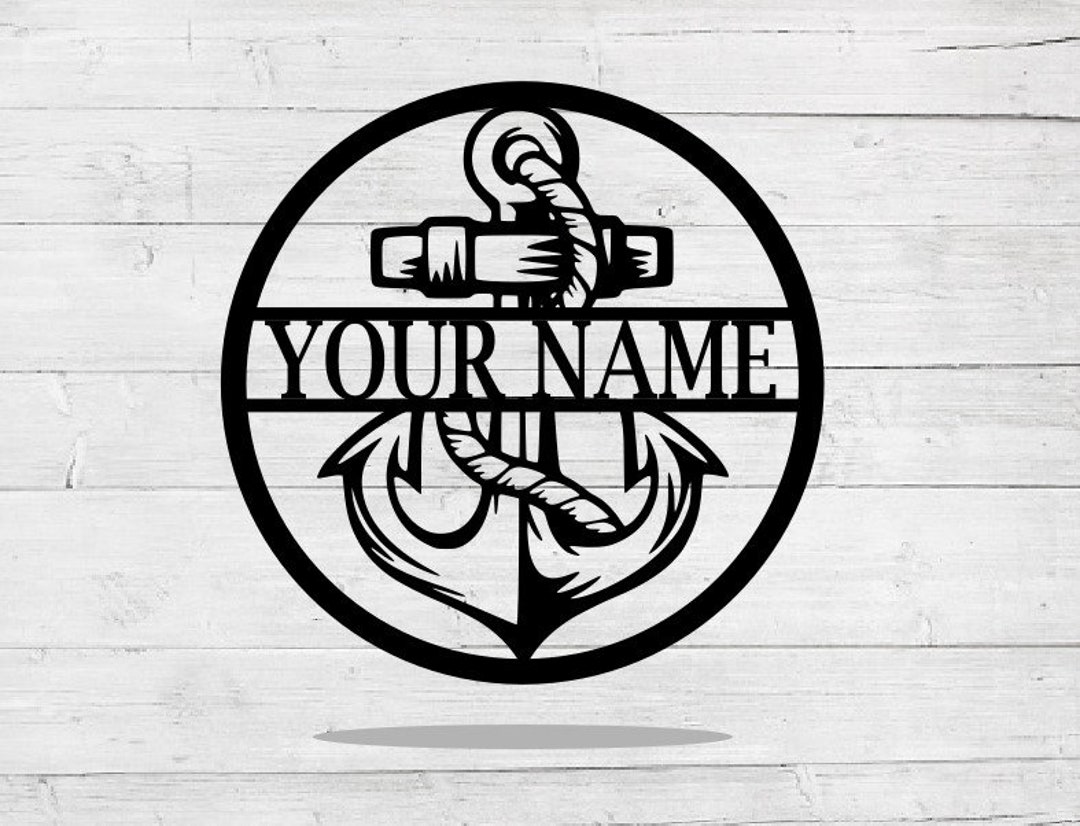 Anchor Monogram | Metal Wall Art | Nautical Monogram | Address Sign ...