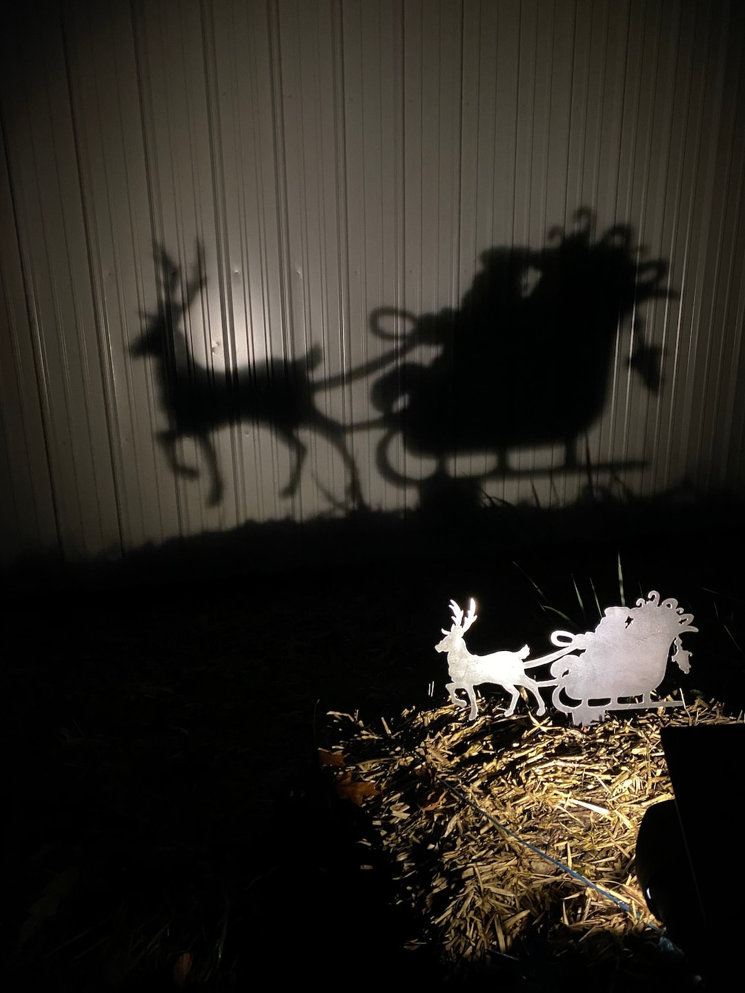 Santa's Sleigh, Metal Yard Stake, Shadow Caster, Christmas Decor ...