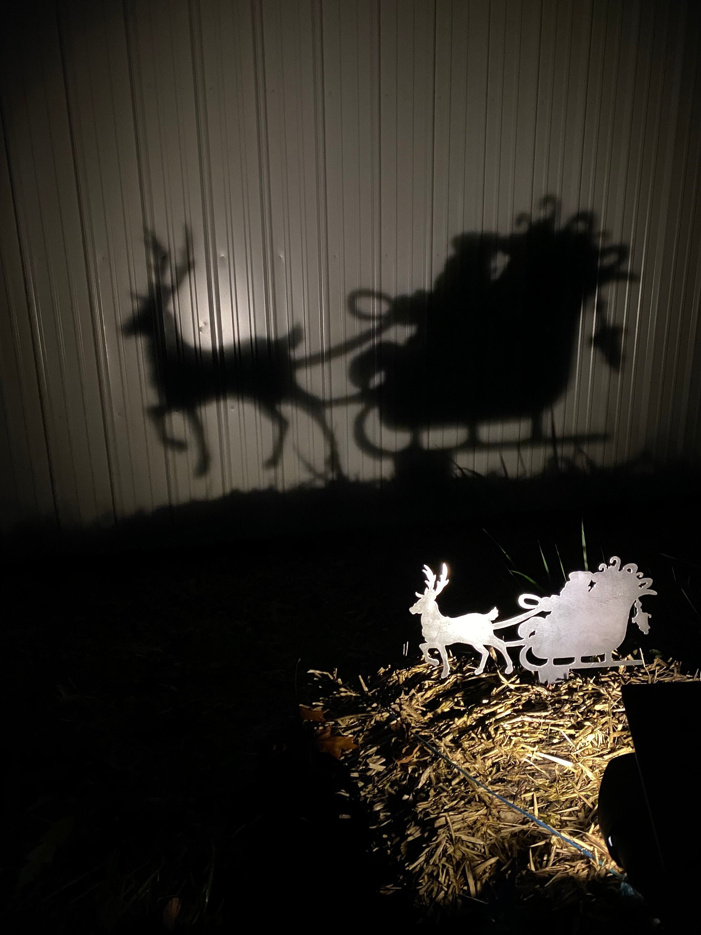 Santa's Sleigh, Metal Yard Stake, Shadow Caster, Christmas Decor ...
