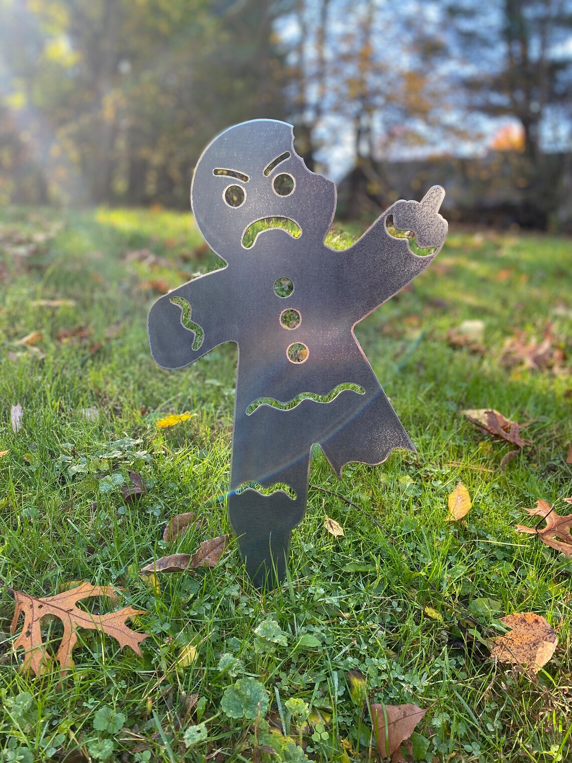 Naughty Gingerbread Man Metal Yard Stake | Christmas Decor | Yard Art ...