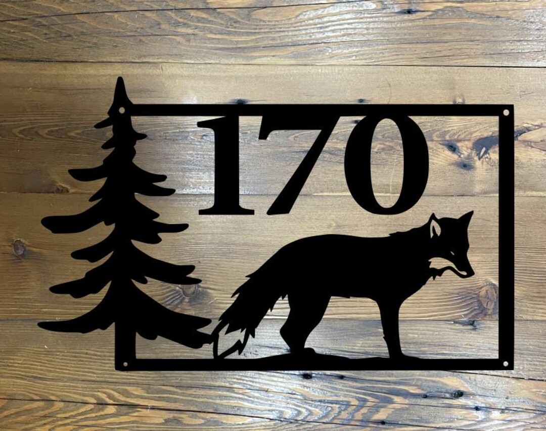 Metal Fox Address Sign: Rustic Cabin Home Number Plaque - Etsy