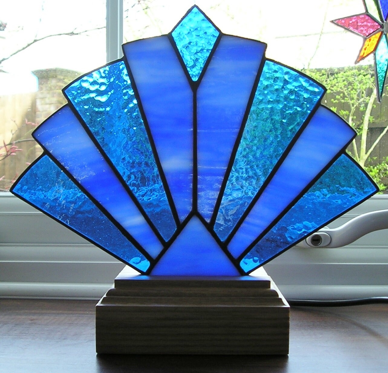 Art Deco Style Stained Glass Fan Lamp Tiffany Handmade in | Etsy
