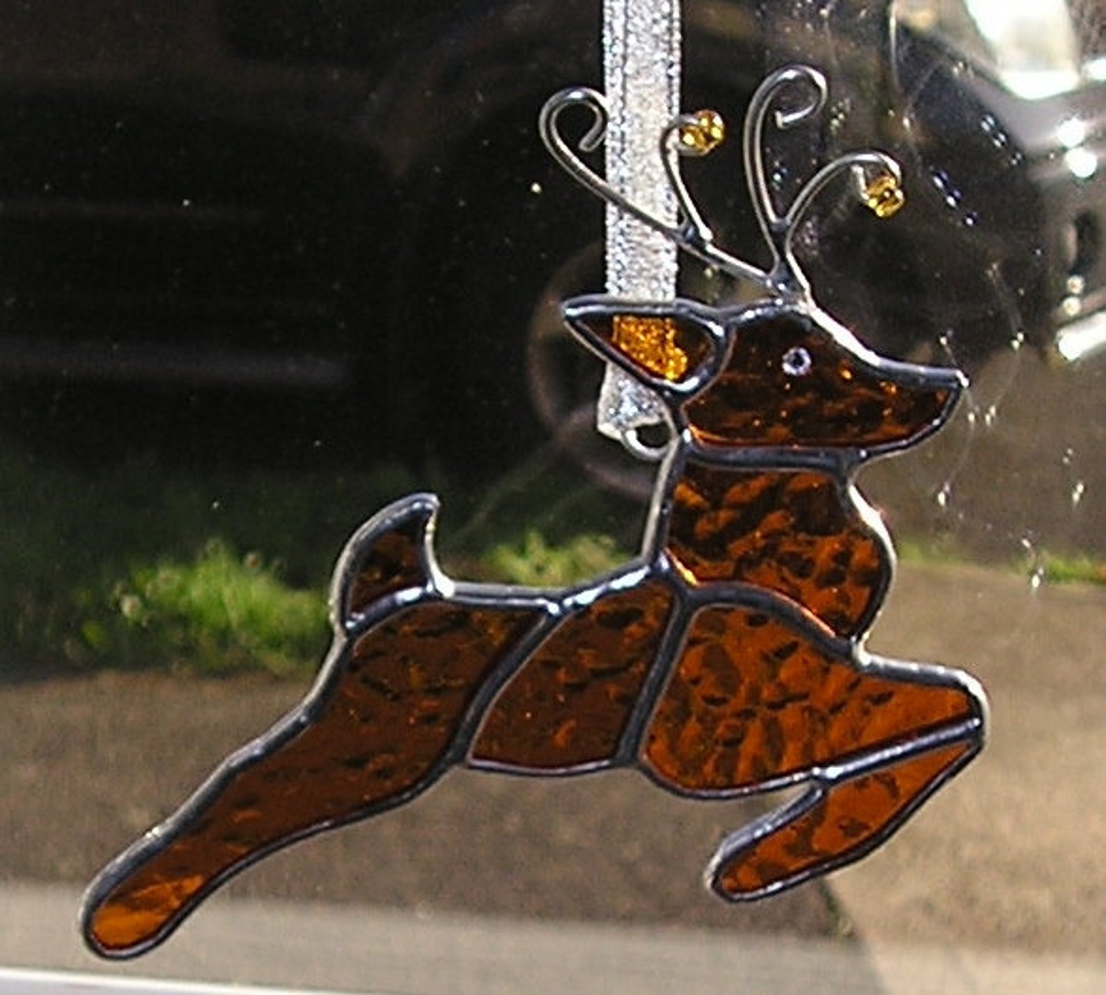 Stained Glass Reindeer Christmas Tree Decoration Stained - Etsy