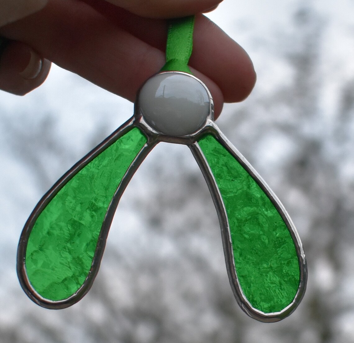 Stained Glass Mistletoe Christmas Tree Decoration Stained Glass ...