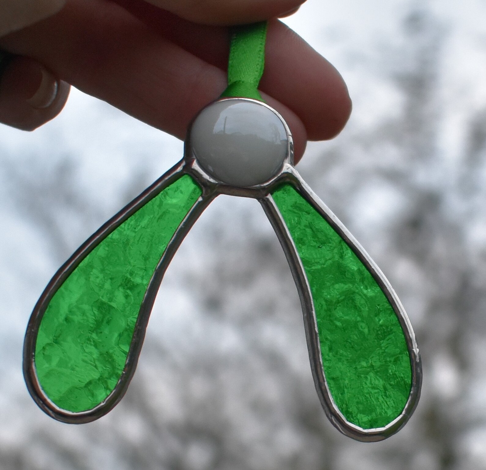 Stained Glass Mistletoe Christmas Tree Decoration Stained Glass ...