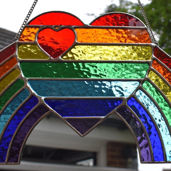 Stained Glass Rainbow Heart - Etsy