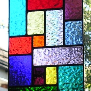 Rainbow Stained Glass Suncatcher Panel Abstract Geometric Panel ...
