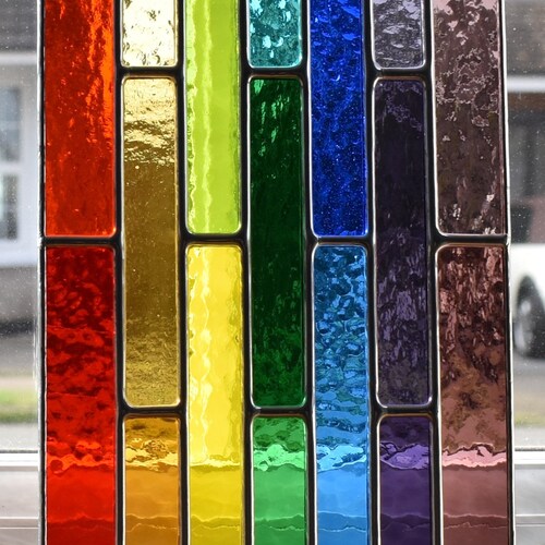 Rainbow Stained Glass Suncatcher Panel Abstract Geometric - Etsy