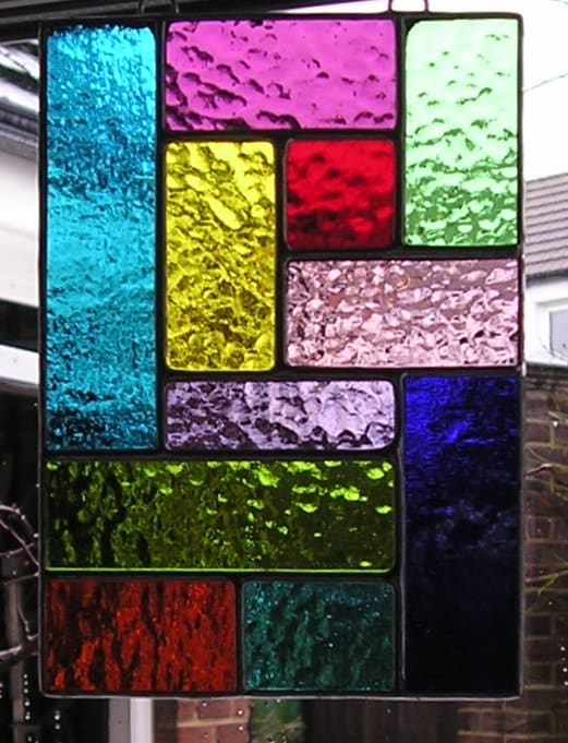 Rainbow Stained Glass Suncatcher Panel Abstract Geometric Handmade in ...