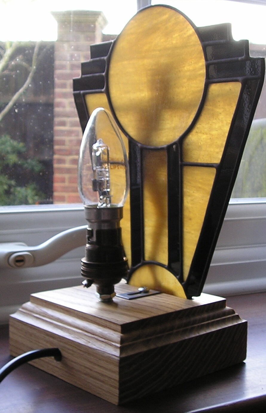Art Deco Style Stained Glass Flapper Figurine Fan Lamp Tiffany Style ...