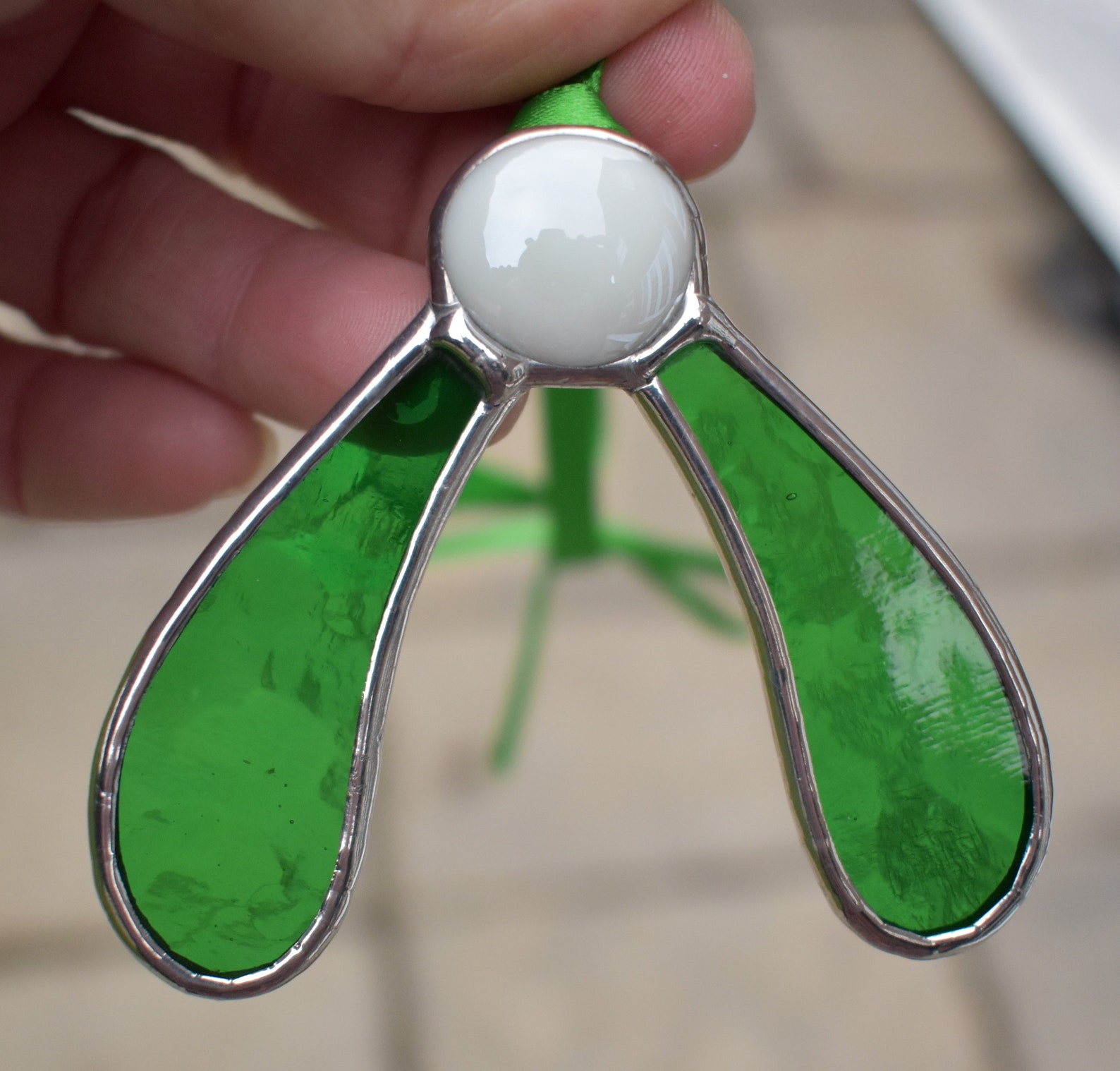 Stained Glass Mistletoe Christmas Tree Decoration Stained Glass ...