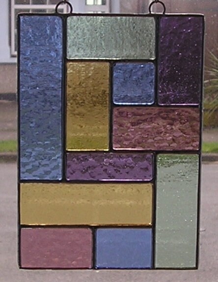 Abstract Geometric Panel Stained Glass Suncatcher Handmade in | Etsy UK
