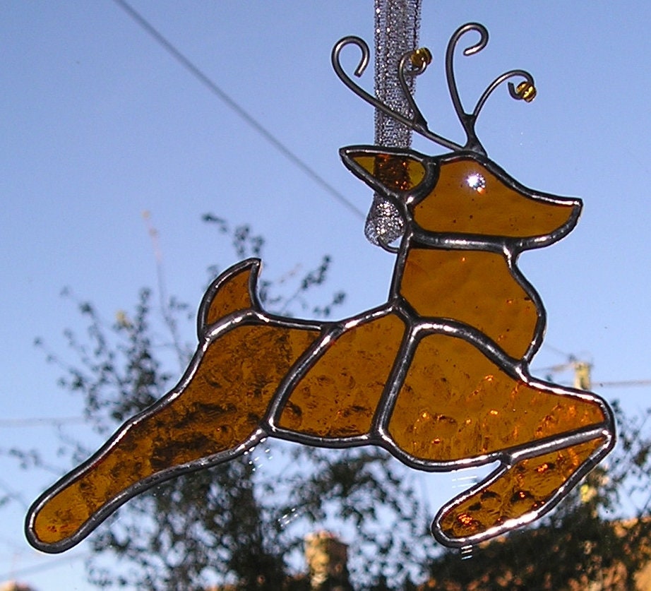 Stained Glass Reindeer Christmas Tree Decoration Stained - Etsy Australia