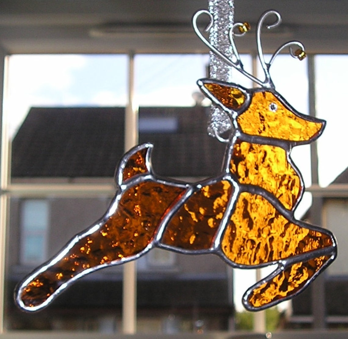 Stained Glass Reindeer Christmas Tree Decoration Stained - Etsy