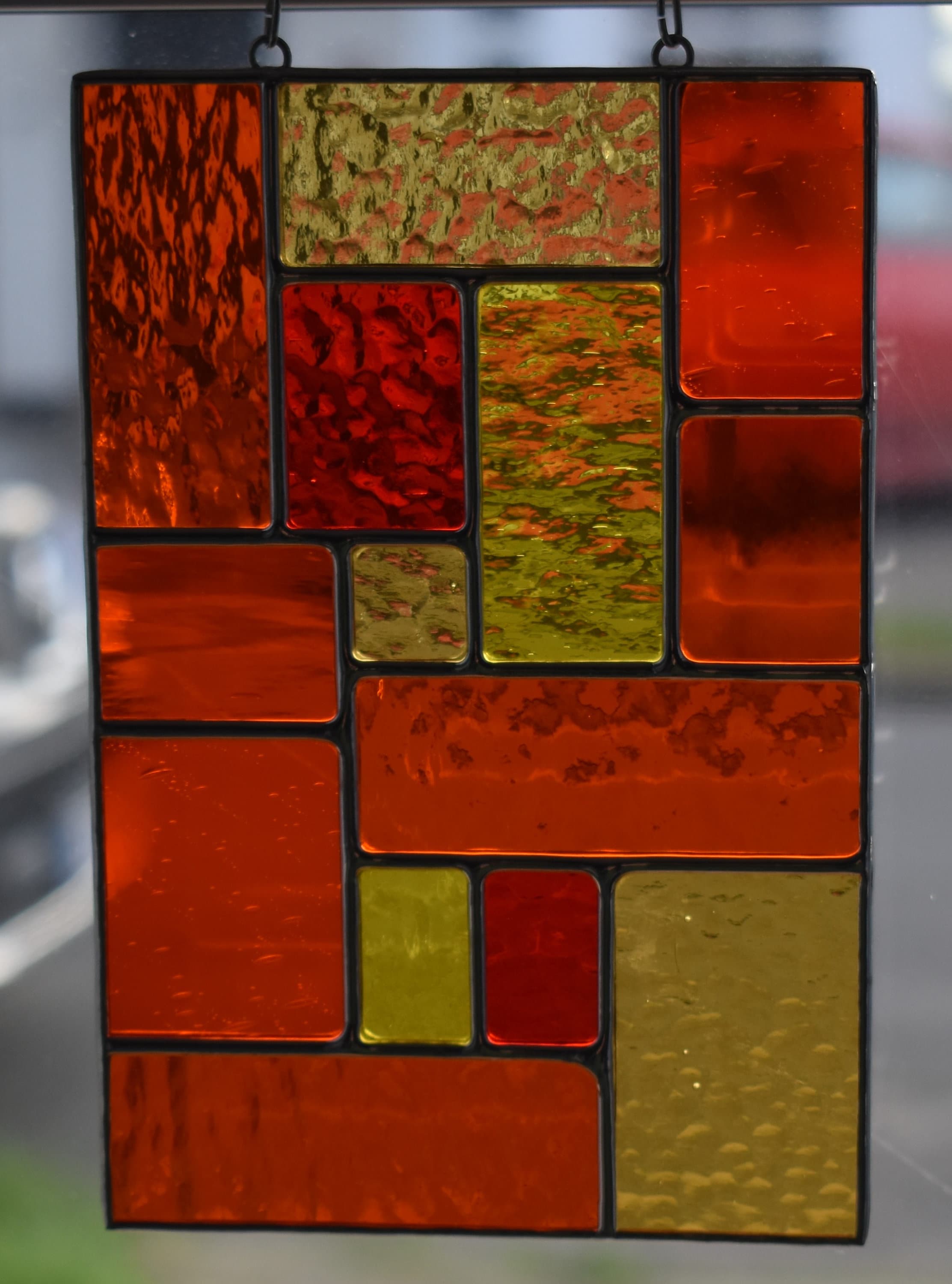 Orange and Yellow Dream Stained Glass Abstract Geometric Panel - Etsy