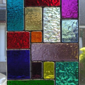 Rainbow Stained Glass Suncatcher Panel Abstract Geometric Panel ...