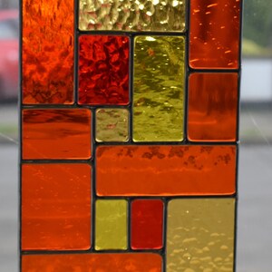 Orange and Yellow Dream Stained Glass Abstract Geometric Panel Stained ...