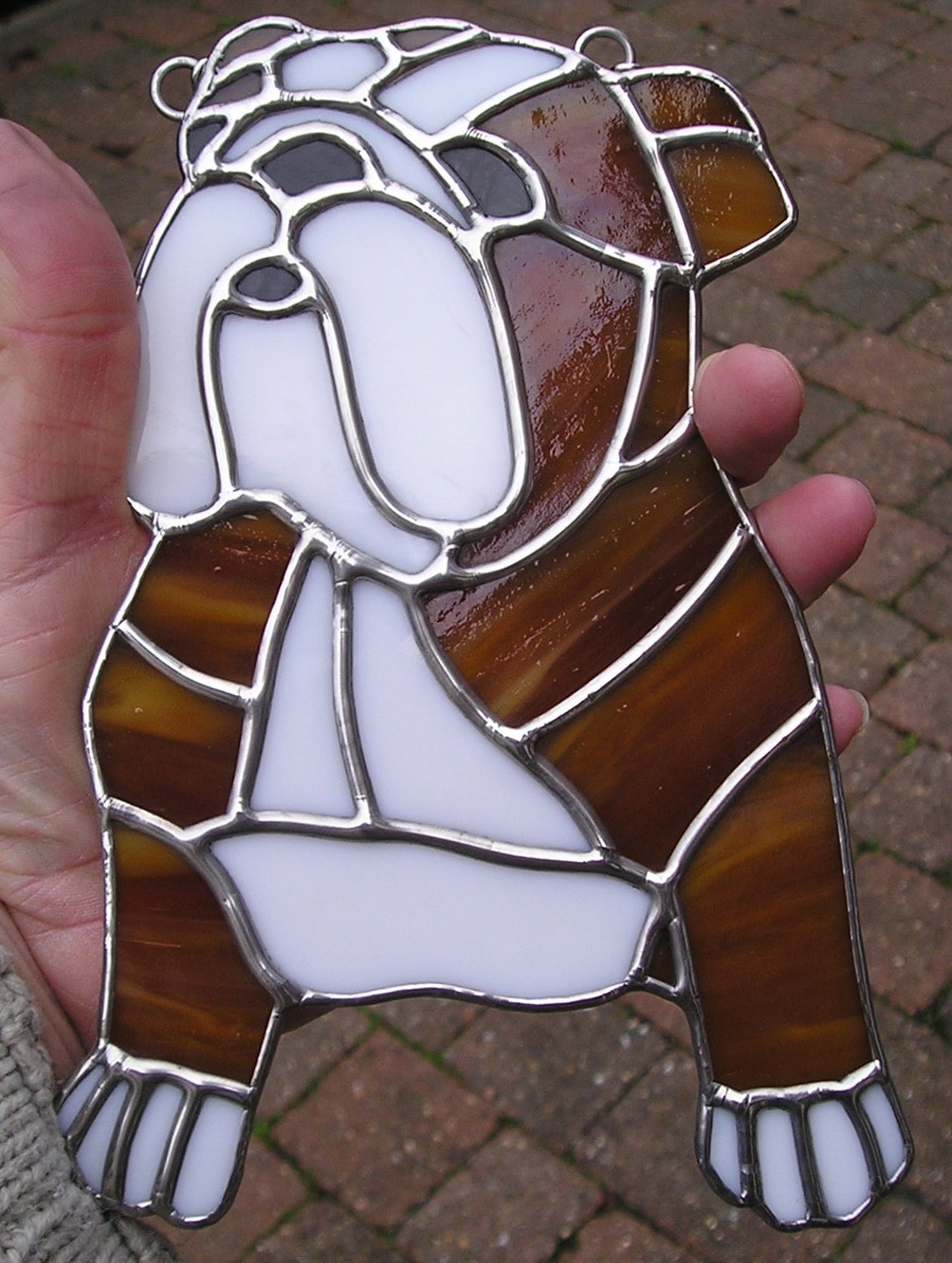 Stained Glass British English Bulldog Stained Glass Suncatcher | Etsy