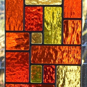 Orange and Yellow Dream Stained Glass Abstract Geometric Panel Stained ...