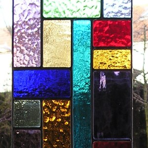 Rainbow Stained Glass Suncatcher Panel Abstract Geometric Hanging Panel ...