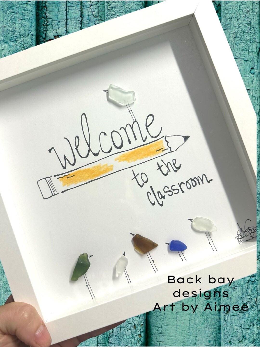 Seaglass Art Teacher Gift, Classroom Decor Shadow Box - Etsy