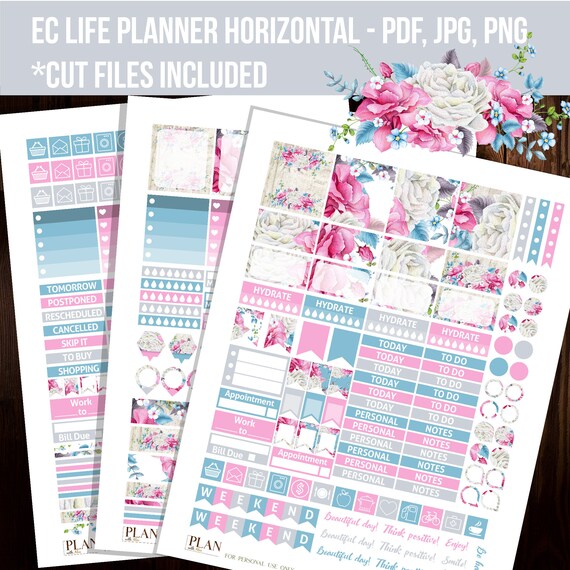 Printable Stickers for Erin Condren Planner Weekly Kit Cut | Etsy