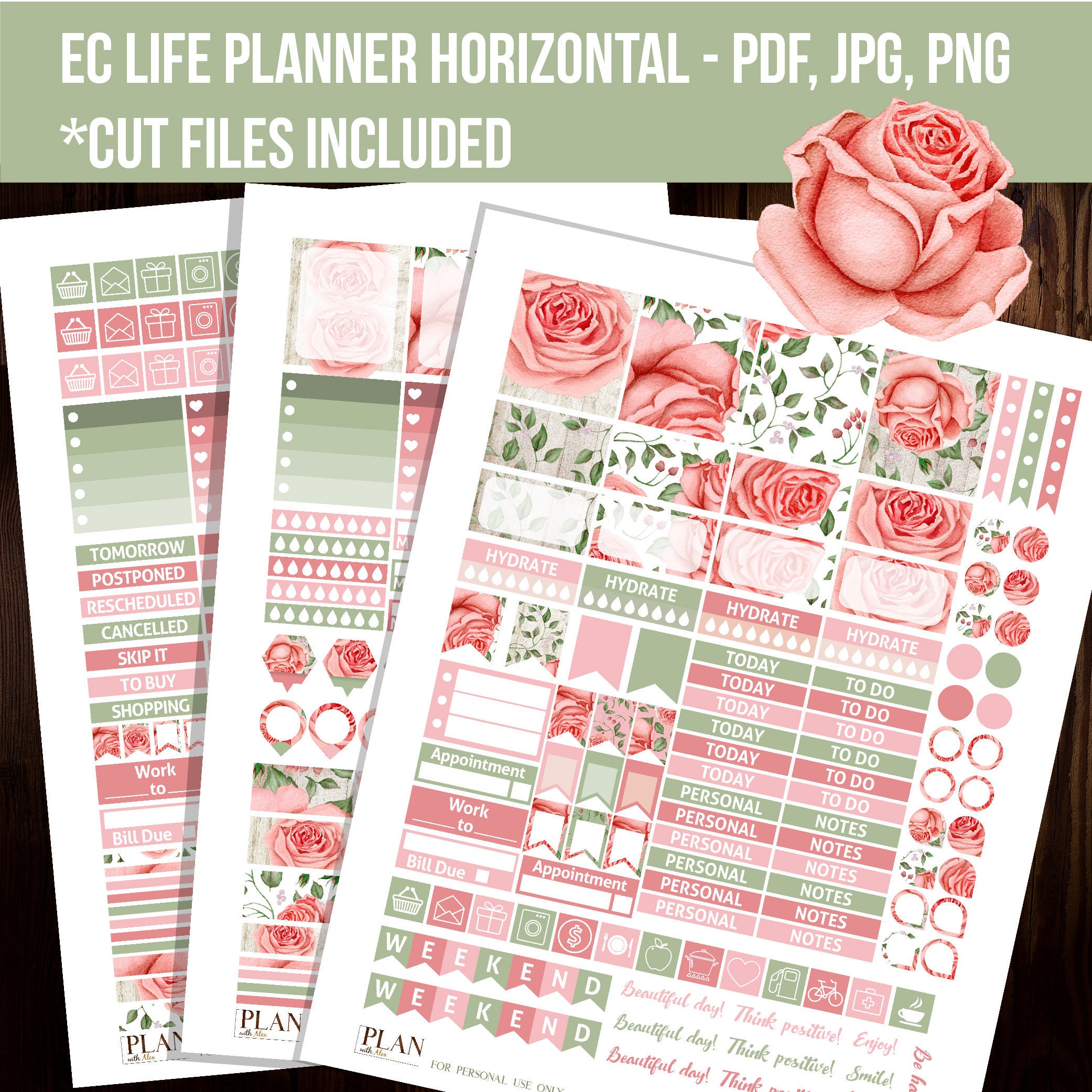 Printable Erin Condren Planner Stickers Weekly Kit Cut - Etsy