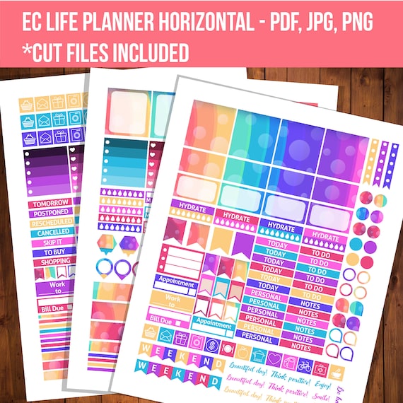 Rainbow Stickers Printable Planner Stickers Erin Condren | Etsy